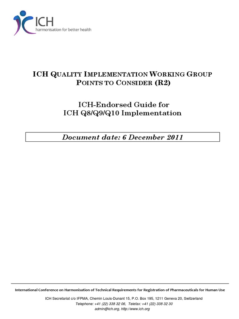 ICH Q8/Q9/Q10 Implementation Guide | PDF | Verification And Validation ...