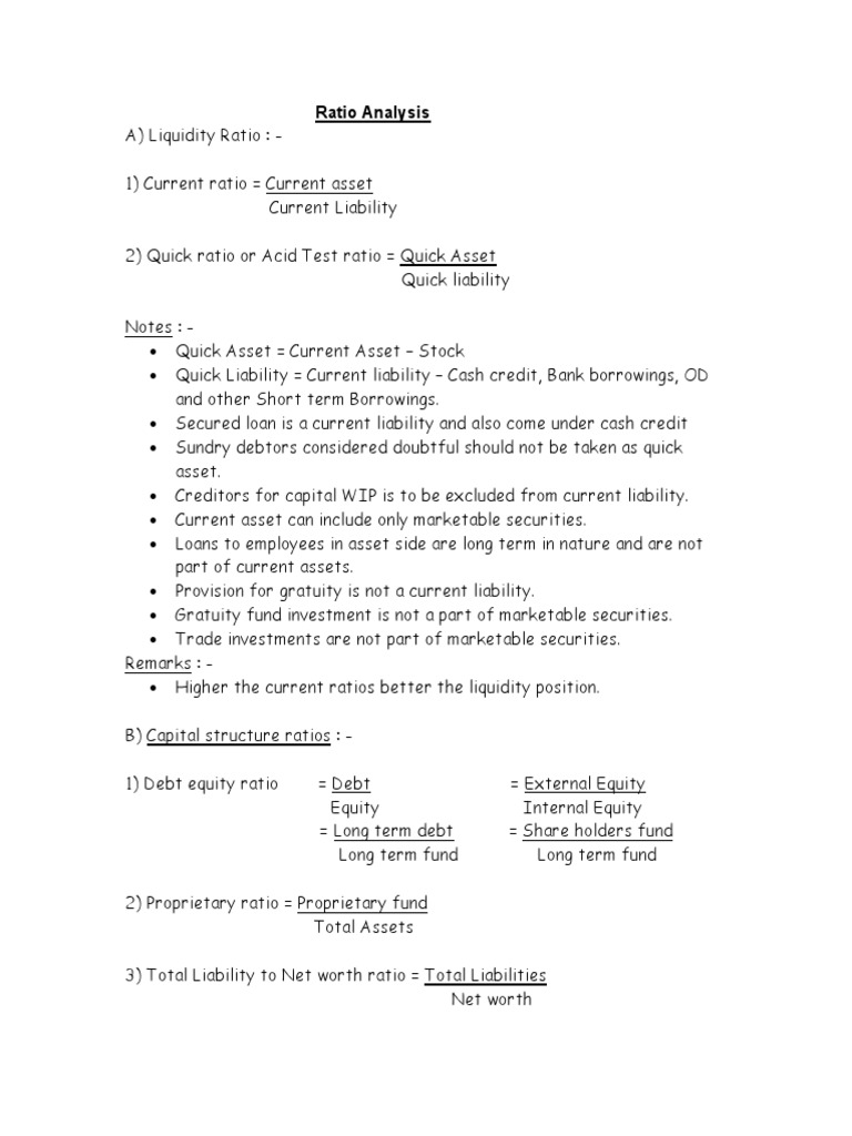 Comprehensive Ratio Analysis Guide | PDF | Equity (Finance) | Revenue