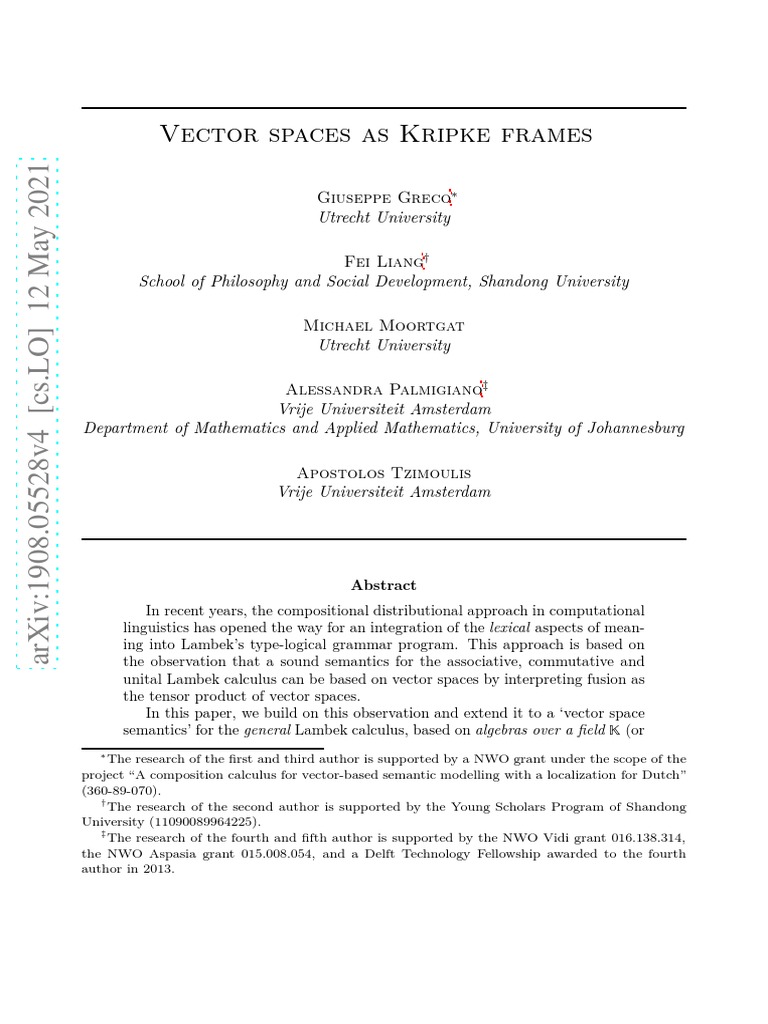 Vector Spaces As Kripke Frames | PDF | Abstract Algebra | Teaching ...
