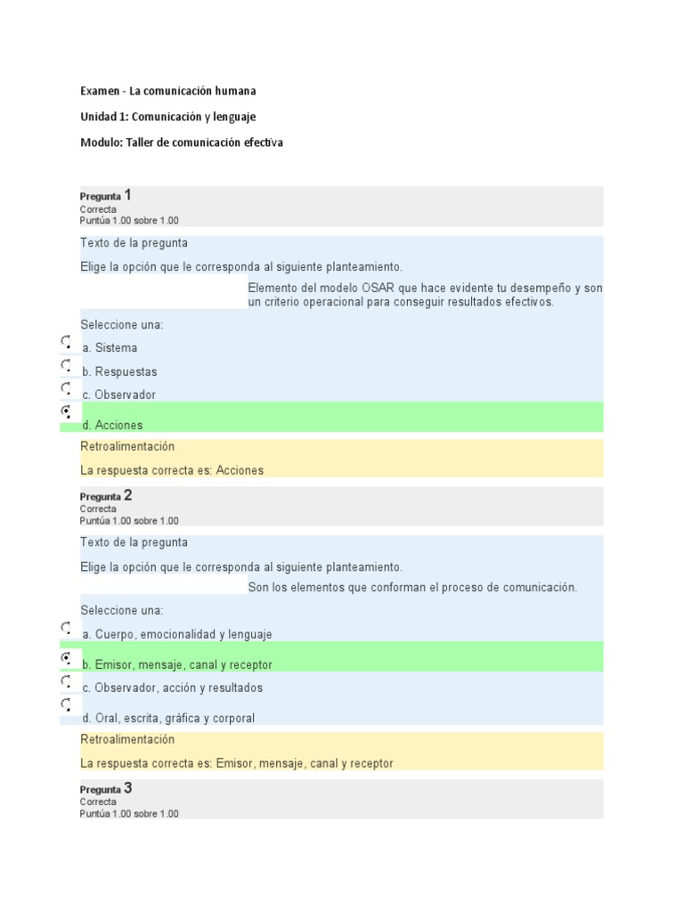 Examen La Comunicaci N Humana | PDF | Prueba (evaluación) | Comunicación
