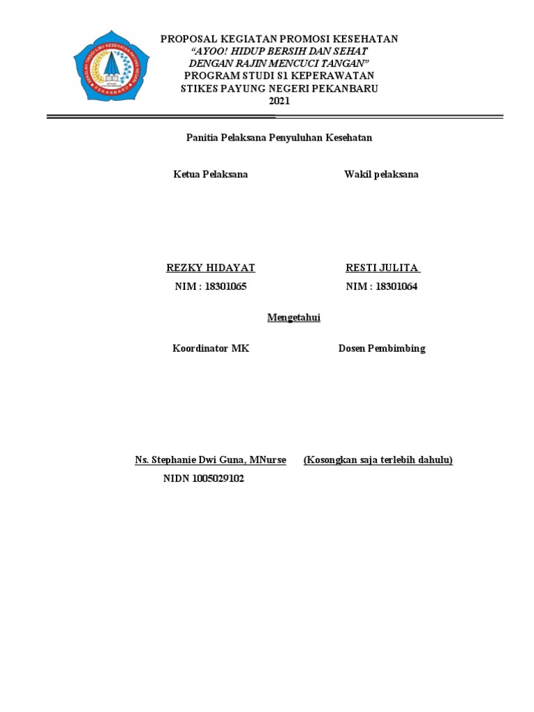 Proposal Dan SAP Penkes Klmpok 5 (PHBS Di SLB) | PDF | Karier & Perkembangan | Kesehatan Holistik