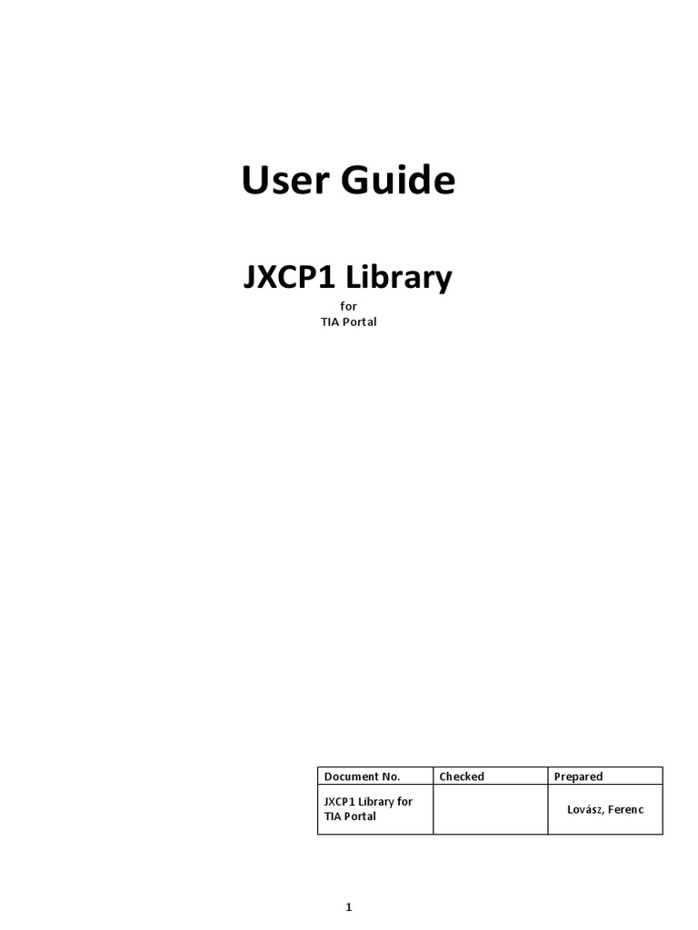 JXCP1 Library User Guide For TIA Portal | PDF | Disclaimer ...