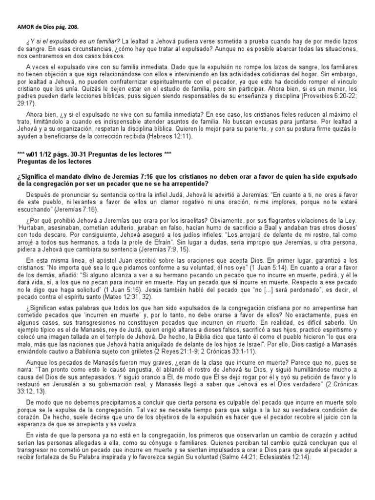 Trato y oraciones por expulsados JW | PDF | Pecado | Oración