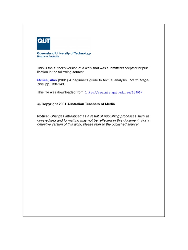 A Beginners Guide To Textual Analysis | PDF | Cultural Studies | Semiotics