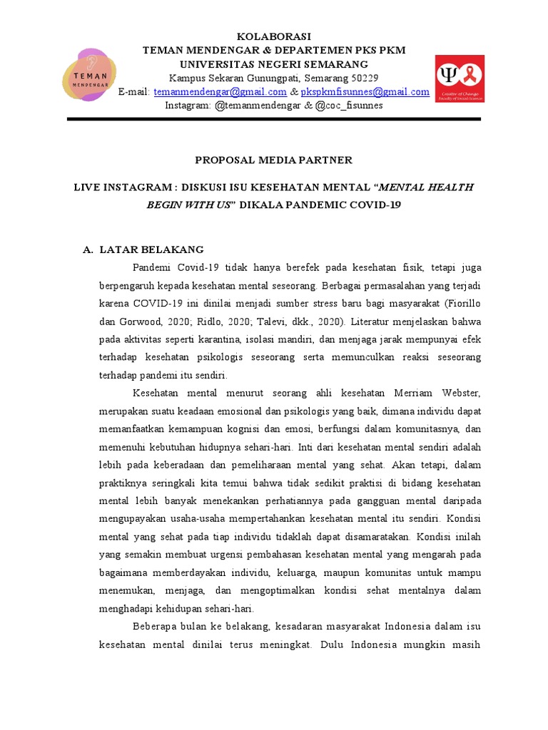 Proposal Media Partner Kolabolasi Live Instagram TM & Pks PKM | PDF
