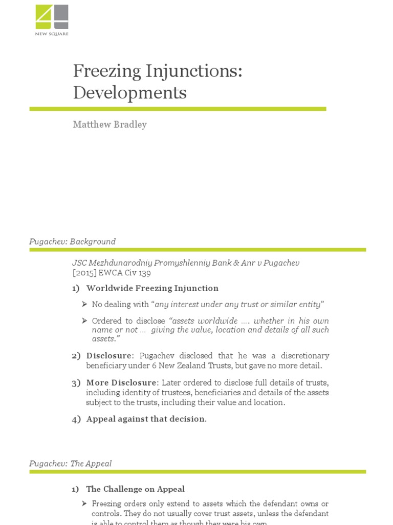 Freezing Injunctions: Developments: Matthew Bradley | PDF | Trust Law ...