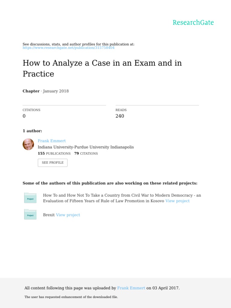 How To Analyze A Case in An Exam and in Practice: January 2018 ...