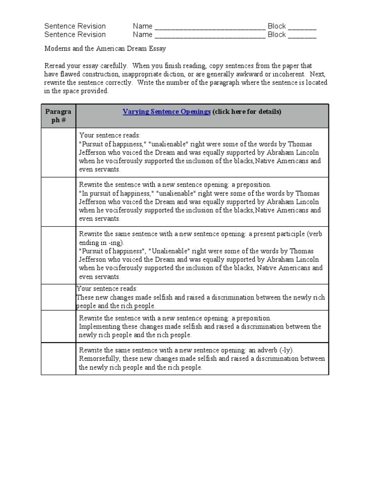 Sentence Revision | PDF | Language Arts & Discipline | Foreign Language ...