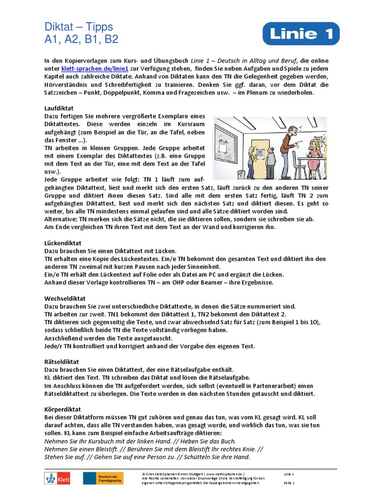 Linie1 A1-B2 Diktat Tipps | PDF