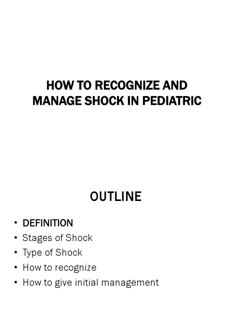 How To Recognize and Manage Pediatric Shock-Workshop | PDF | Shock ...