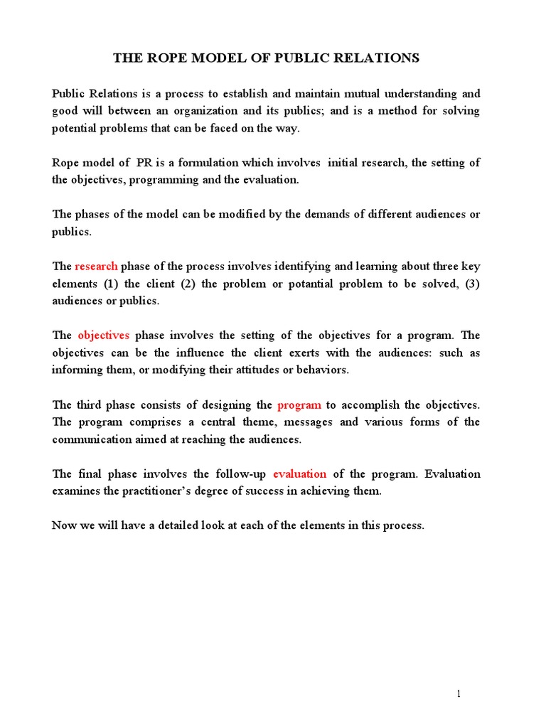 The Rope Model of Public Relations: Research | PDF | Public Relations ...