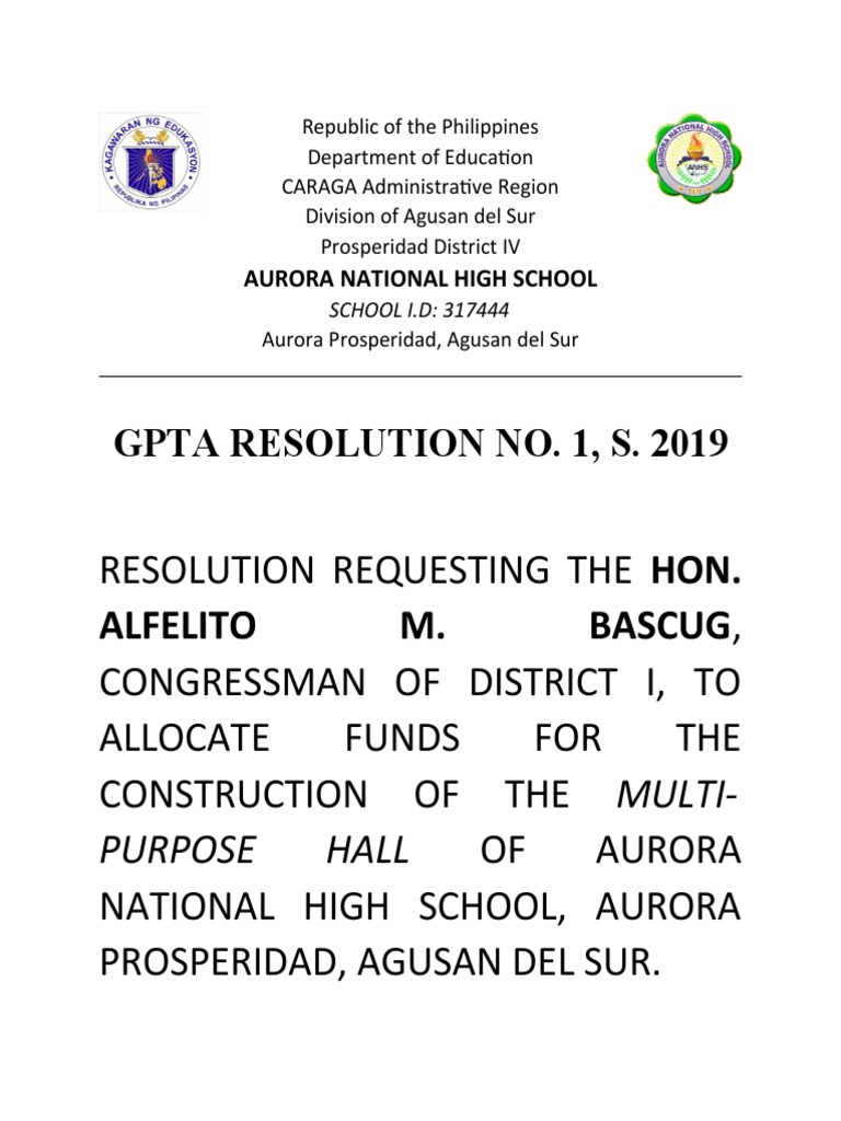 Alfelito M. Bascug,: Gpta Resolution No. 1, S. 2019 | PDF | Social ...
