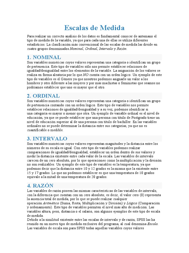 Escalas de Medida | PDF | Nivel de medida | Método científico