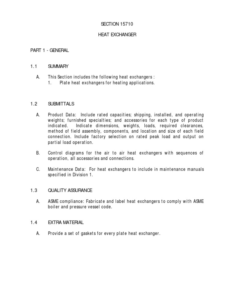 Heat Exchangers Specs | PDF | Heat Exchanger | Pipe (Fluid Conveyance)