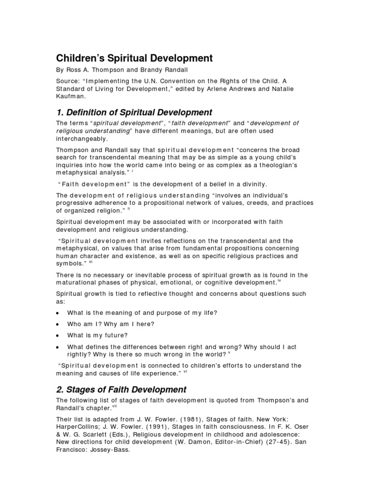 Children's Spiritual Development Stages | PDF | Spirituality | Faith