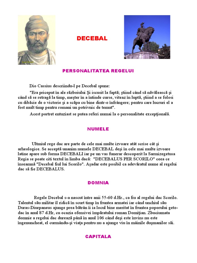 Decebal, Fisa Informativa | PDF
