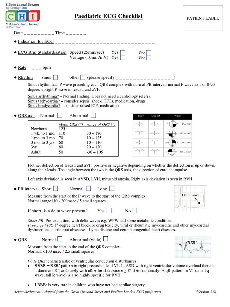 Paediatric ECG Checklist 3.8 | PDF | Electrocardiography ...