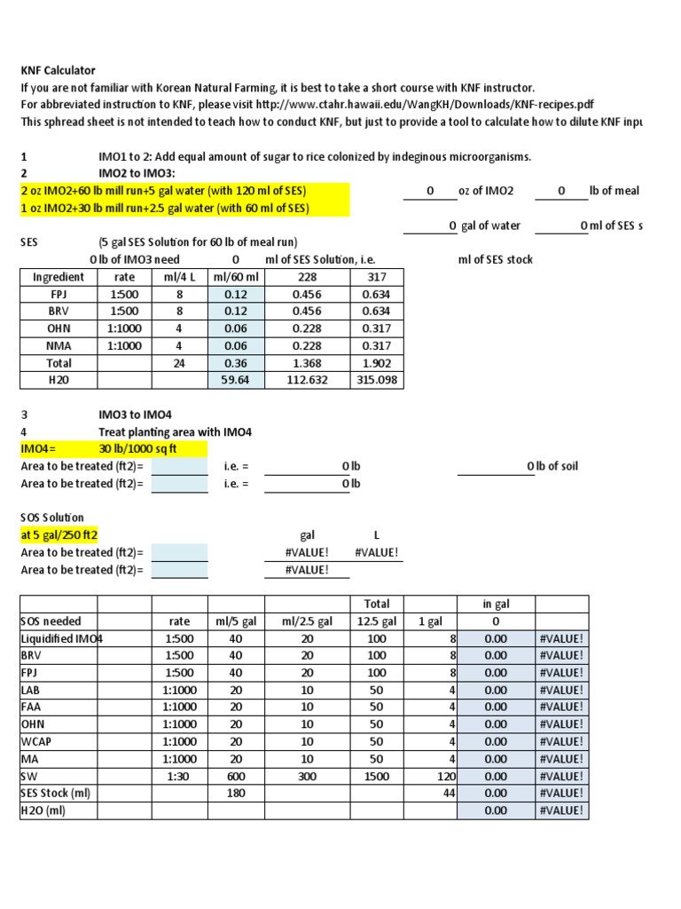 Calculate KNF inputs | PDF | Agronomy | Agriculture