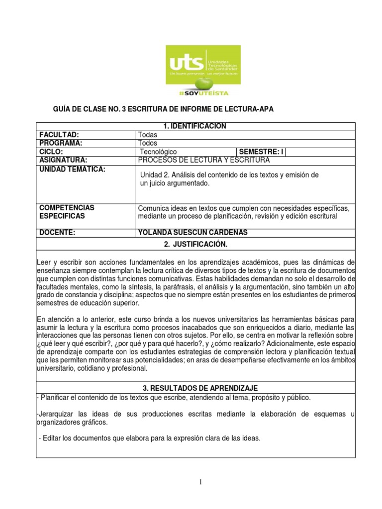 Guía de Estudio 3 El Informe - APA | PDF | Estilo apa | Serif