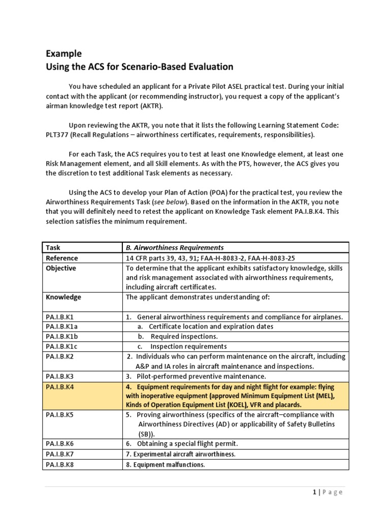 Example Using The ACS For Scenario-Based Evaluation: Task Reference ...