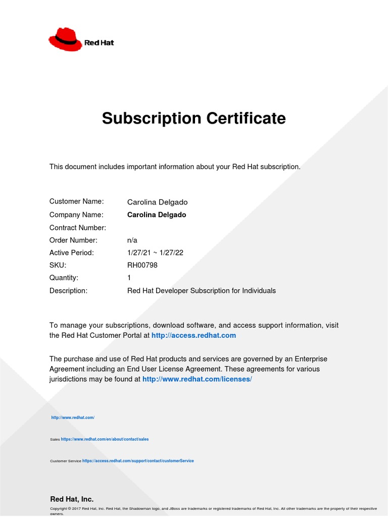 Subscription Certificate: Carolina Delgado | PDF | Business