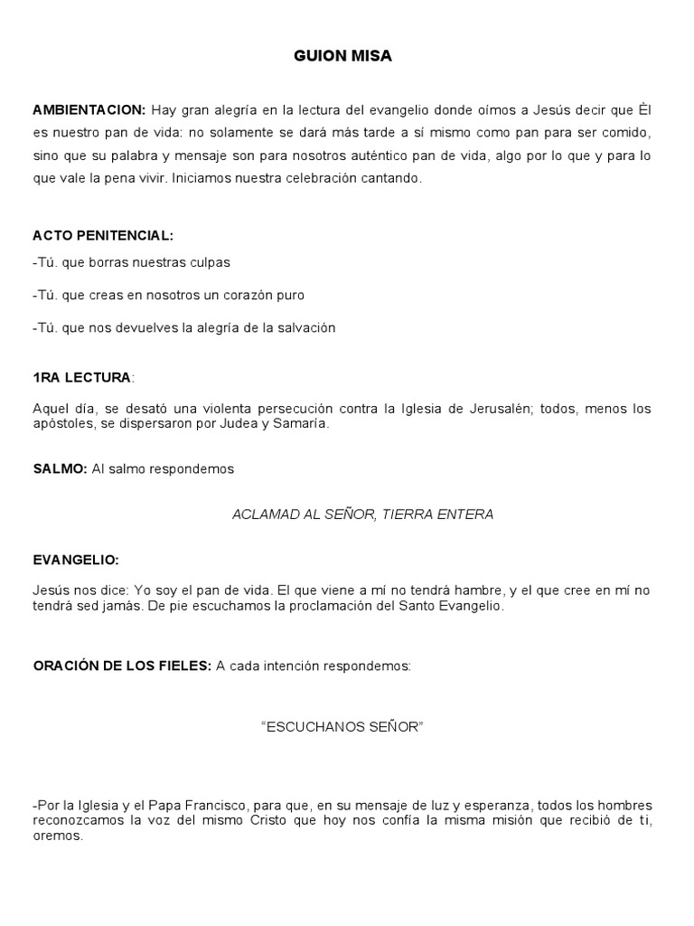 GUION MISA MIERCOLES 21 de Abril | PDF | eucaristía | Misa (liturgia)