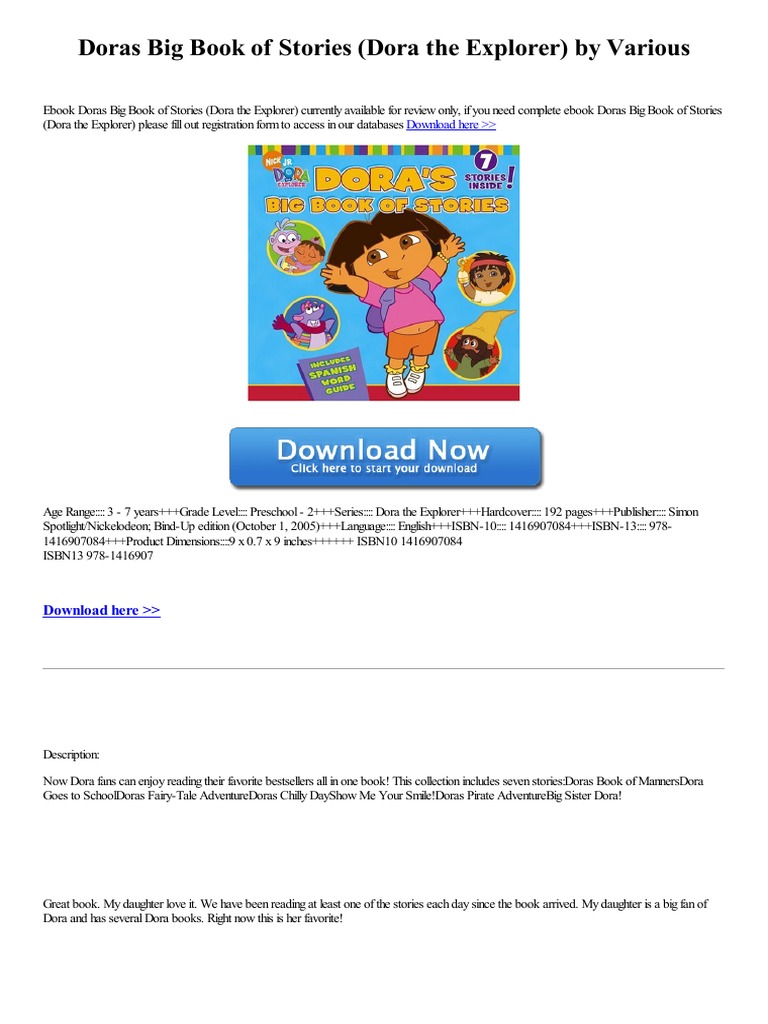 Doras Big Book of Stories (Dora The Explorer) by Various: Download Here ...