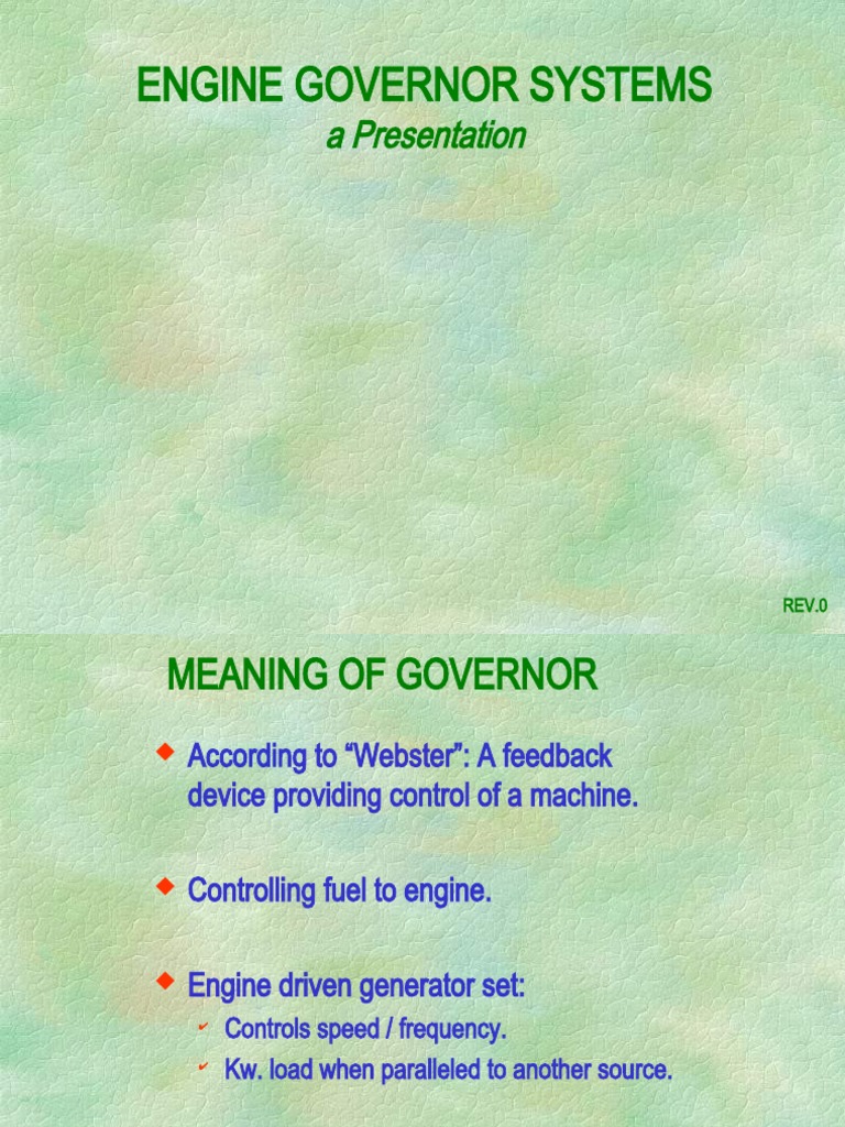 Engine Governor Systems: A Presentation | PDF | Engines | Machines