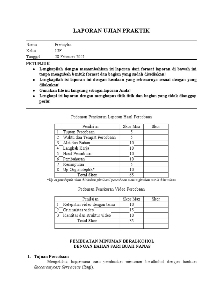 Laporan Ujian Praktik | PDF