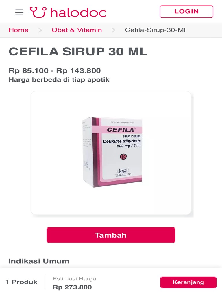 CEFILA SIRUP 30 ML - Kegunaan, Efek Samping, Dosis Dan Aturan Pakai ...
