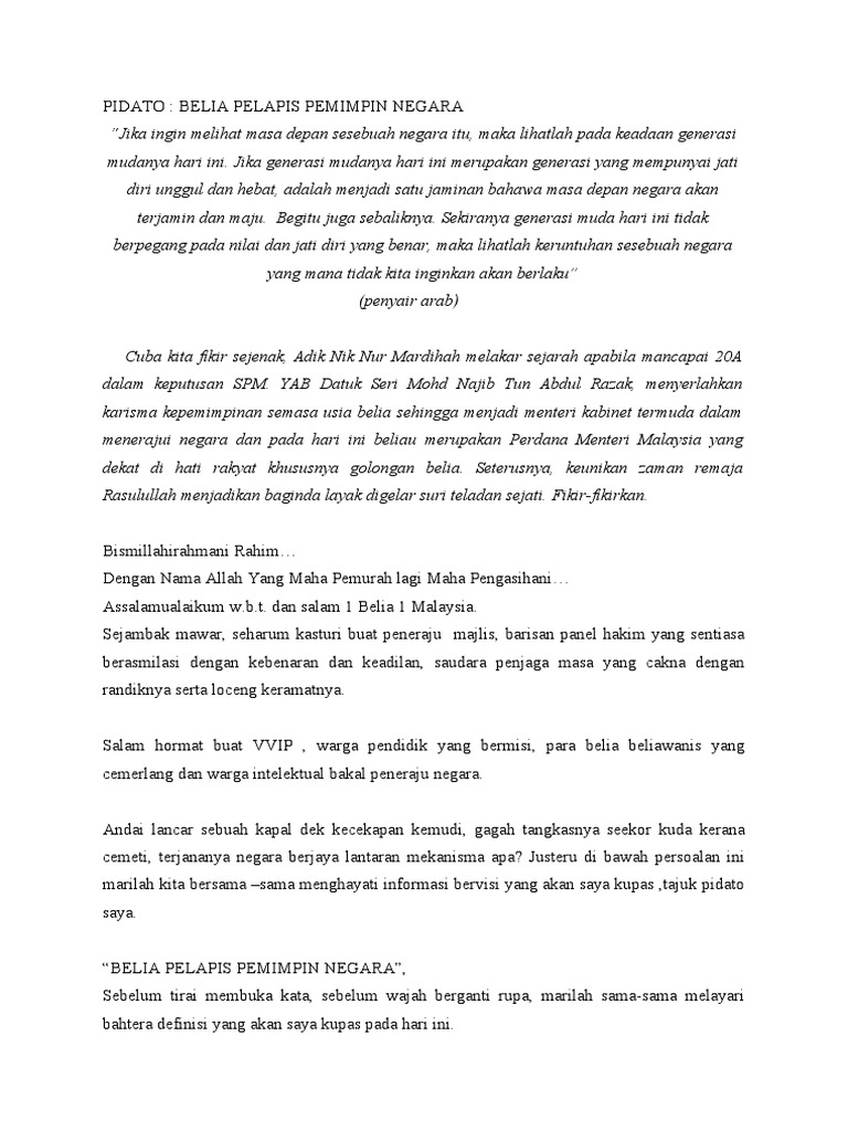 Contoh Teks Pidato | PDF | Politik | Ilmu Sosial