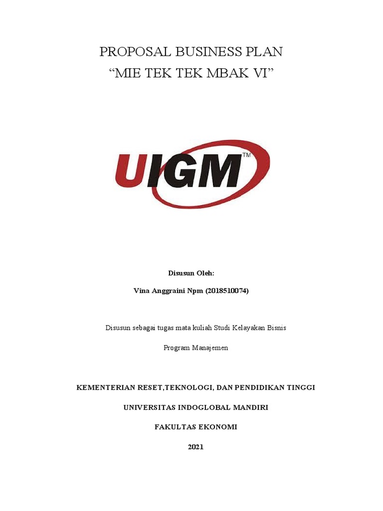 Proposal Business Plan Mie Tek Tek | PDF