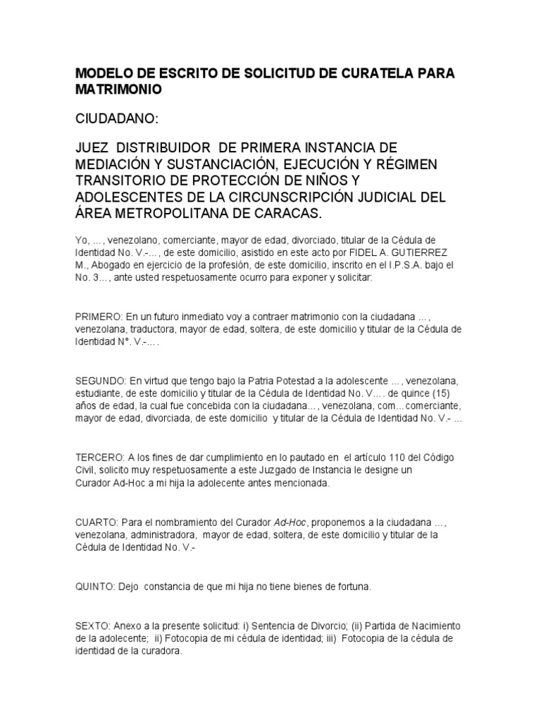 Modelo de Escrito de Curatela | PDF