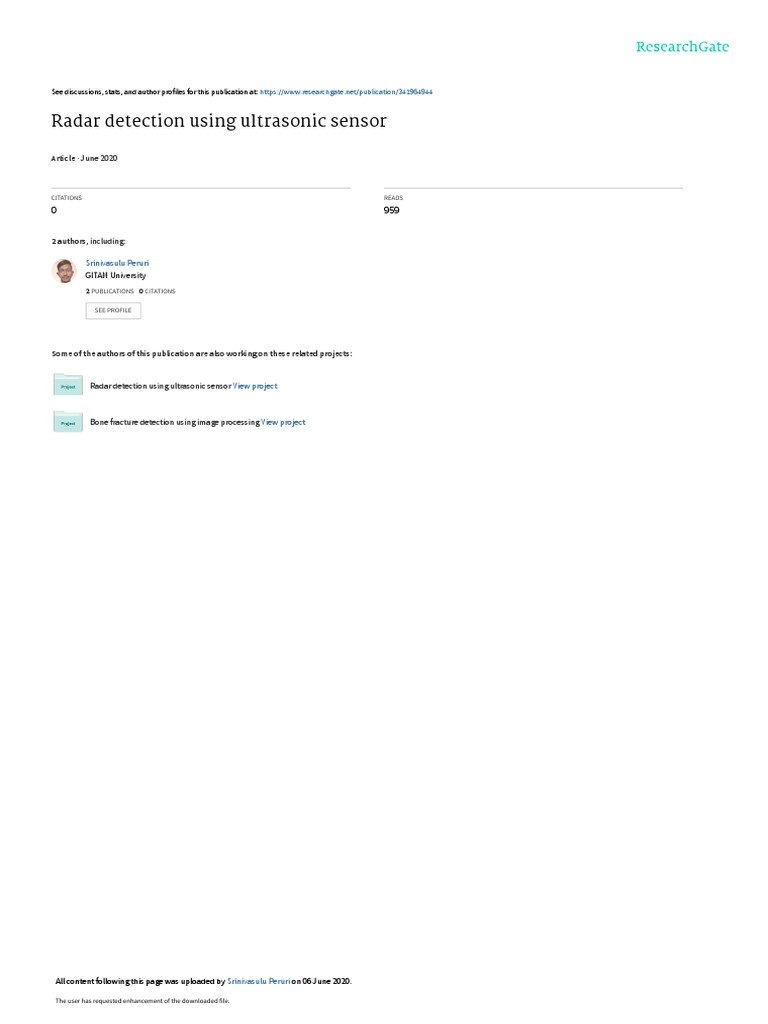 Radar Detection Using Ultrasonic Sensor: June 2020 | PDF | Radar ...