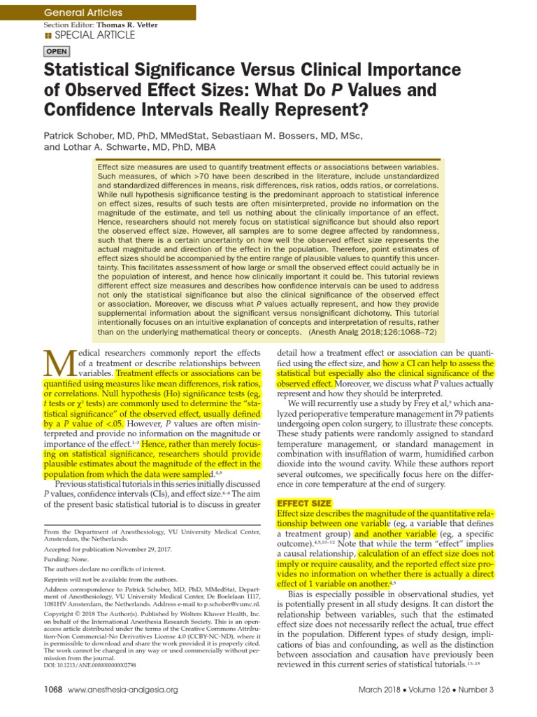 Statistical Significance Versus Clinical Importance | Download Free PDF ...