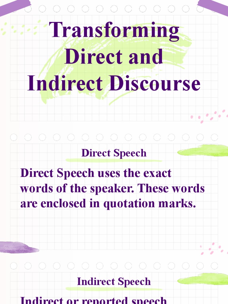 Transforming Direct and Indirect Discourse | PDF | Grammatical Tense ...