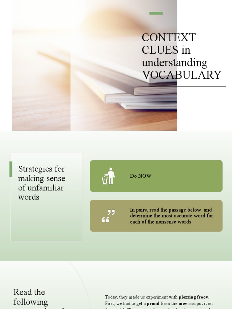 CONTEXT CLUES in Understanding | PDF | Linguistics | Cognition