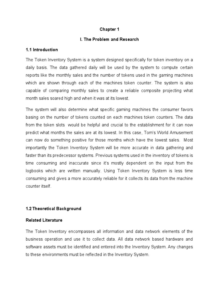 I. The Problem and Research | PDF | Inventory | System
