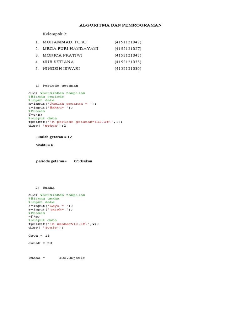 ALGORITMA DAN PEMROGRAMAN (5 Rumus Fisika | PDF