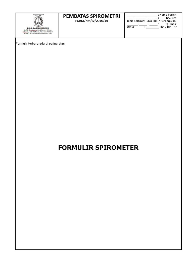 Formulir Spirometri | PDF