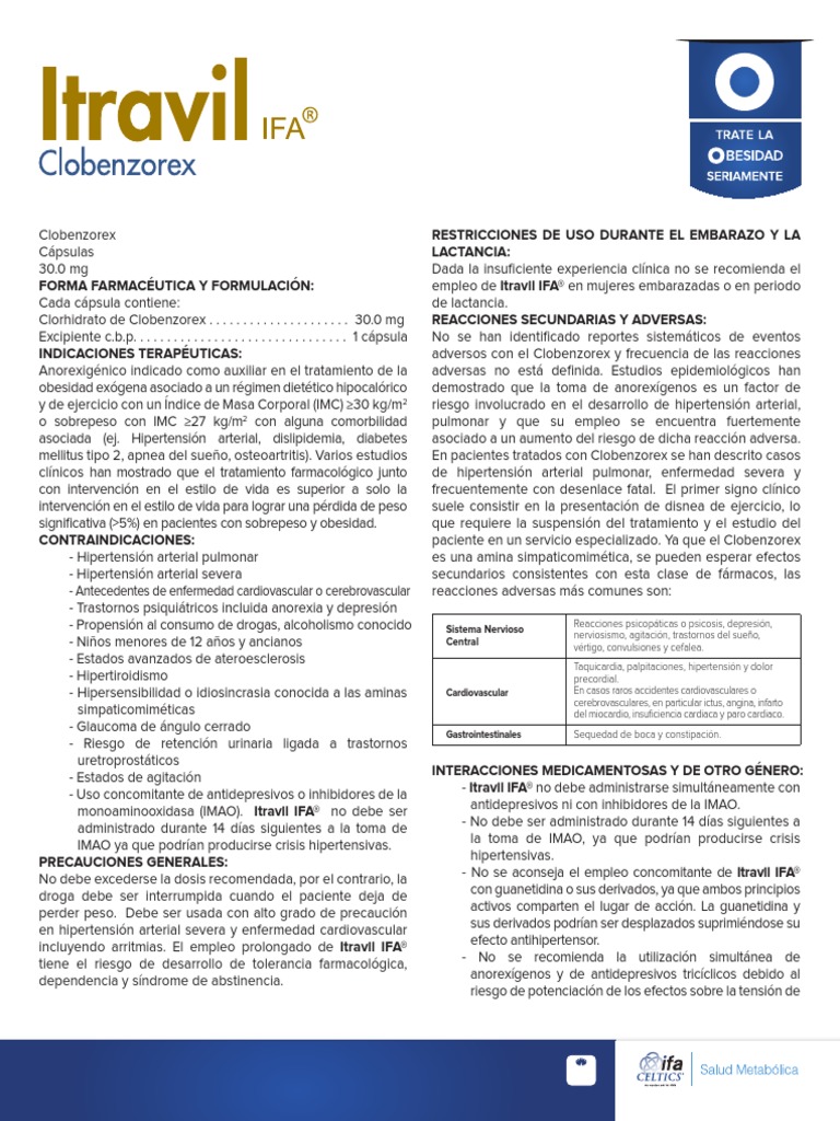 Ifa Itravil Clobenzorex | PDF | Antidepresivo | Obesidad