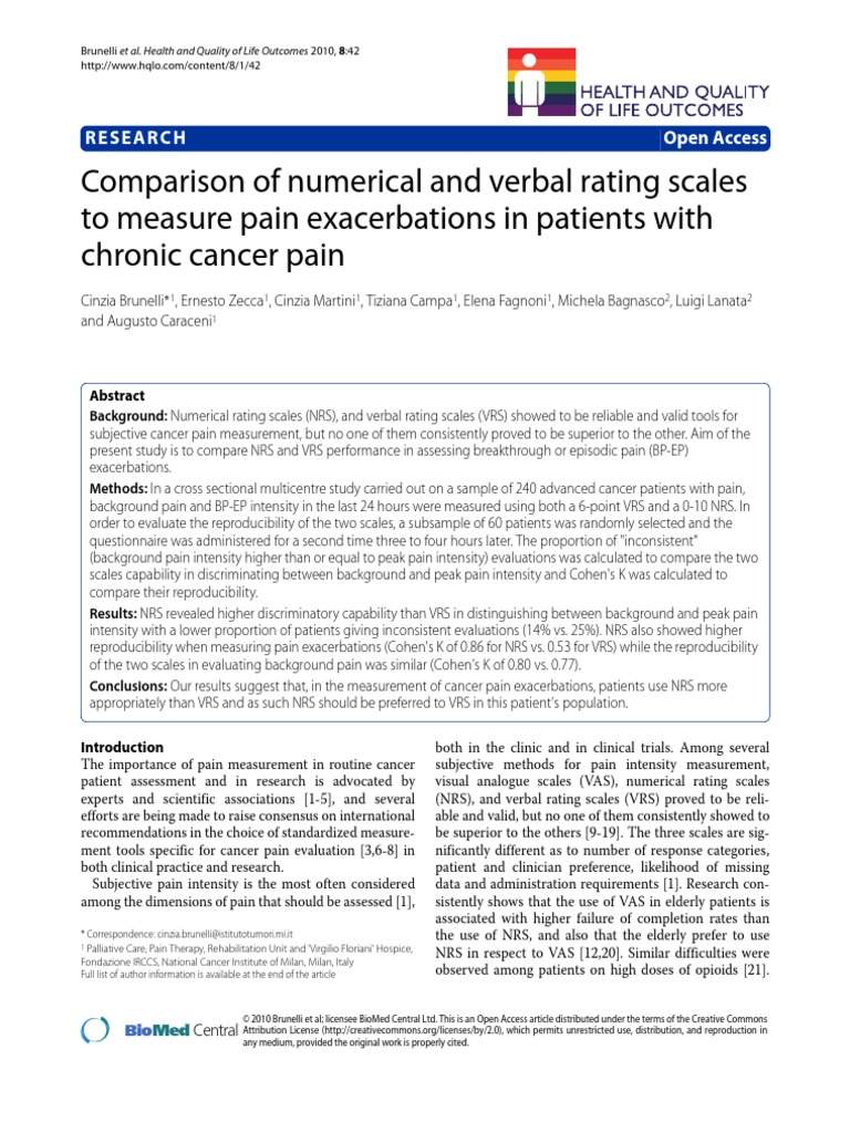 Comparison of Numerical and Verbal Rating Scales | PDF | Palliative ...