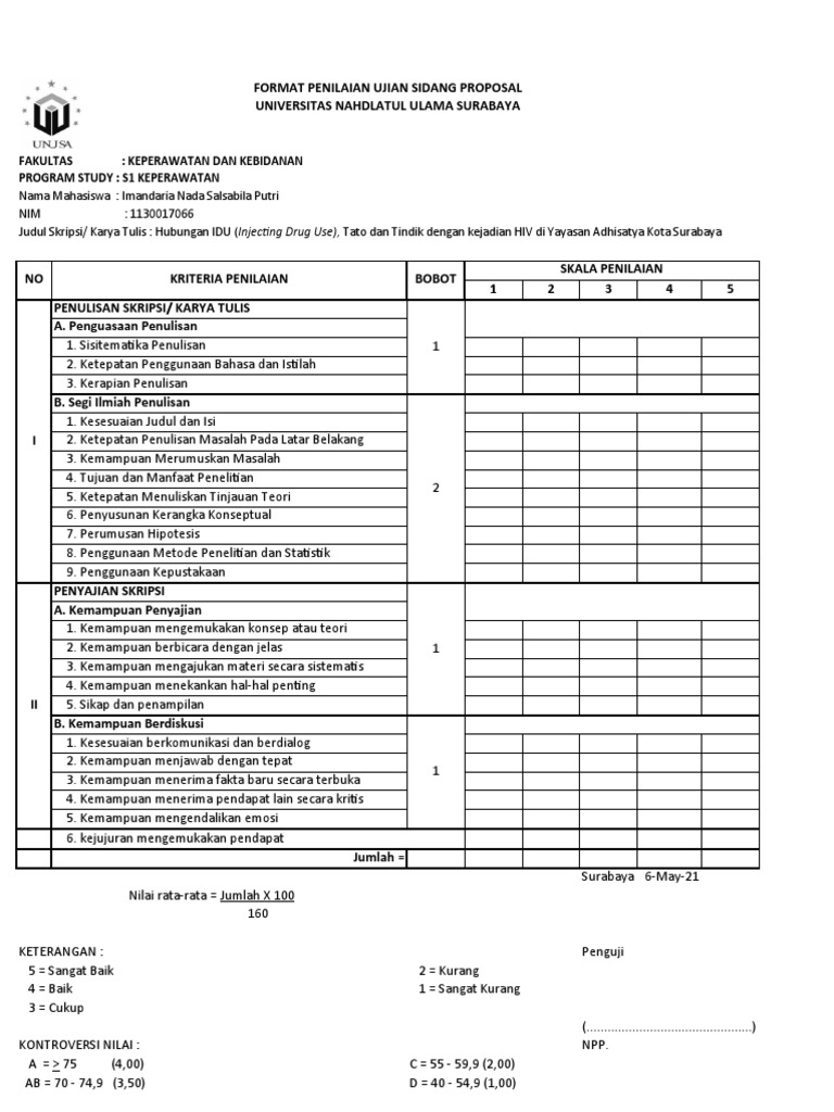 Format Penilaian Proposal | PDF