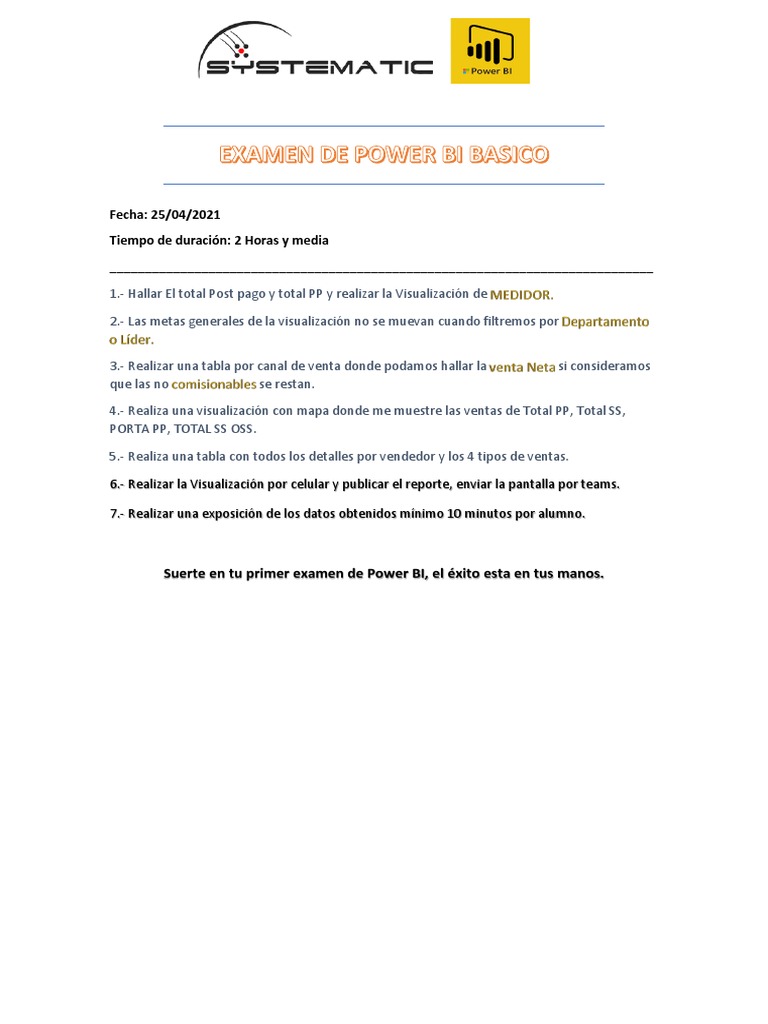 Examen de Power Bi Basico | PDF