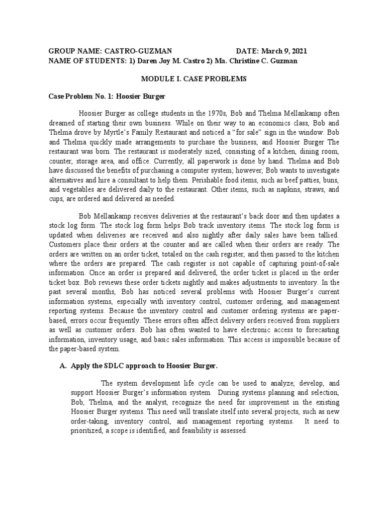 Module 1 - Cases Answer | PDF | Software Prototyping | System