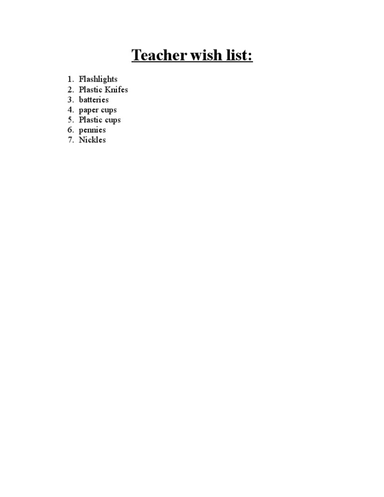 Teacher Wish List | PDF