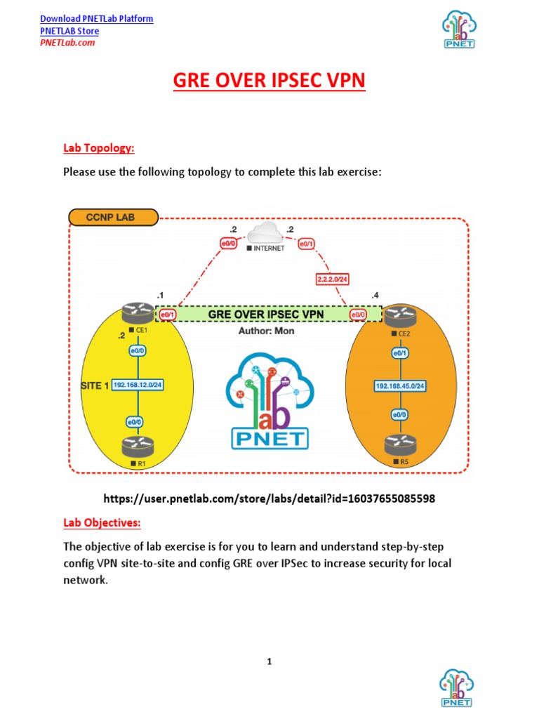 Gre Over Ipsec VPN: Lab Topology | PDF | Network Architecture ...