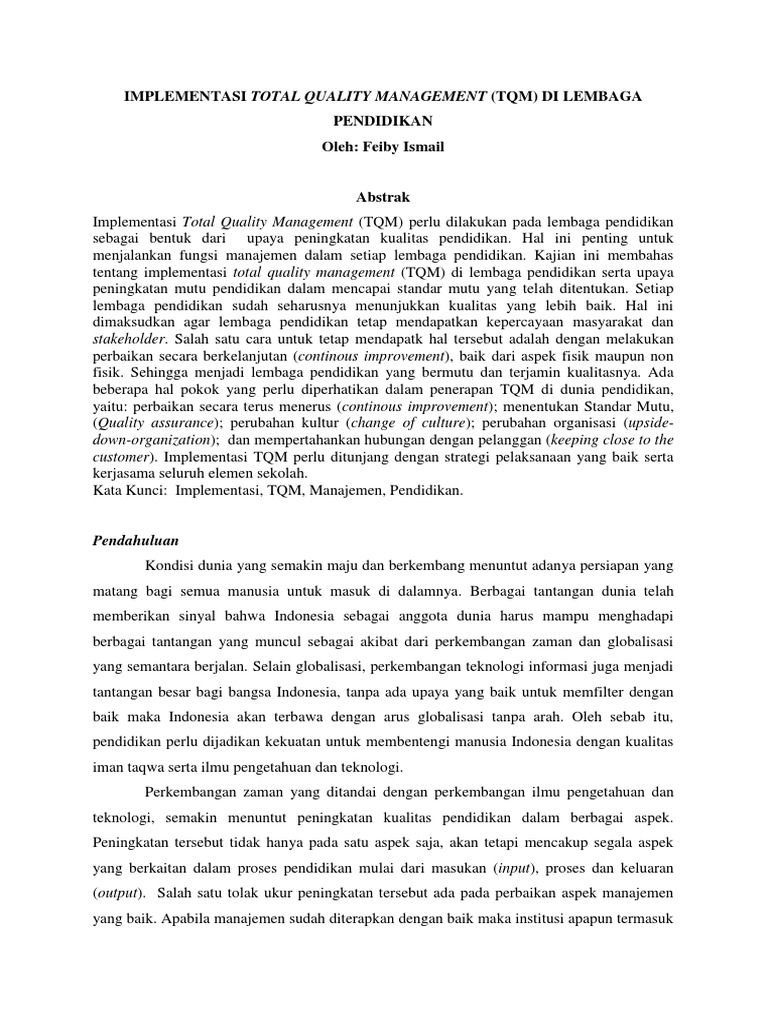 TQM untuk Peningkatan Mutu Pendidikan | PDF