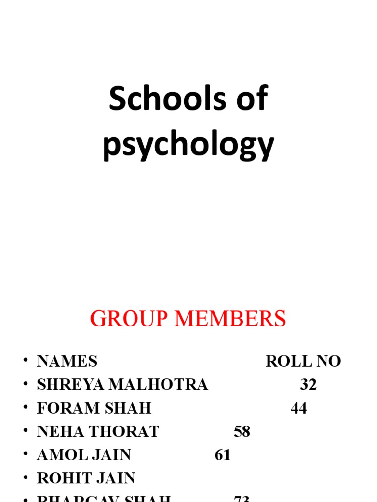 Schools of Psychology | PDF | Psychology | Psychotherapy