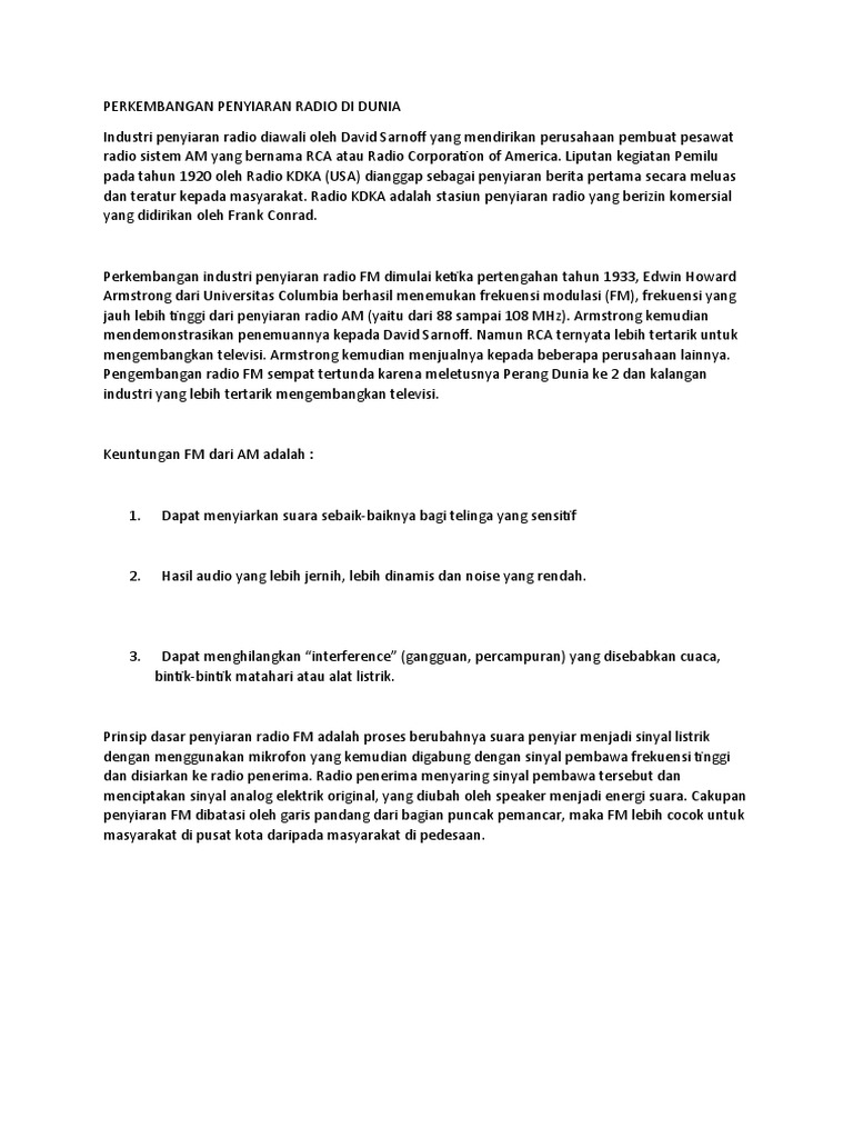 Sejarah Radio dan Perkembangannya | PDF